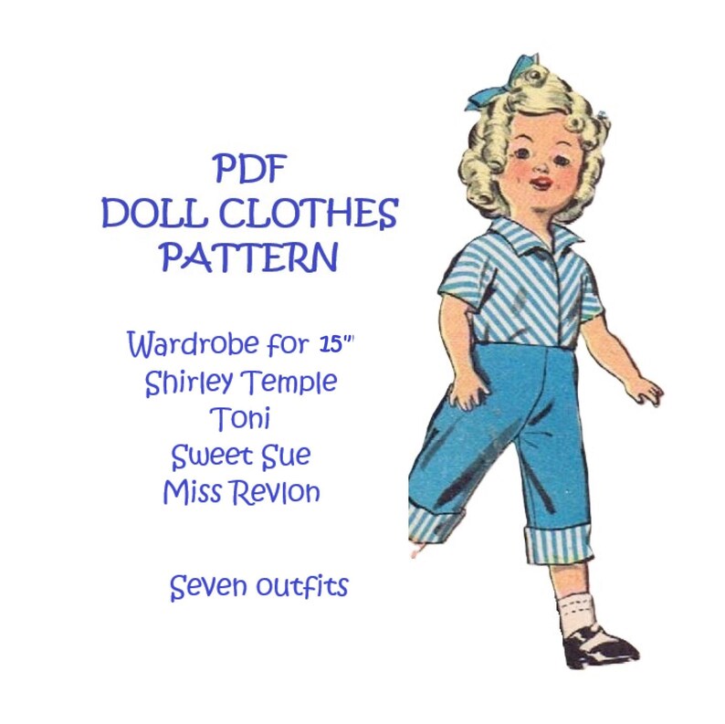 Vintage Doll Clothing PATTERN 8813 for 15" Flat Footed Little Girl ...