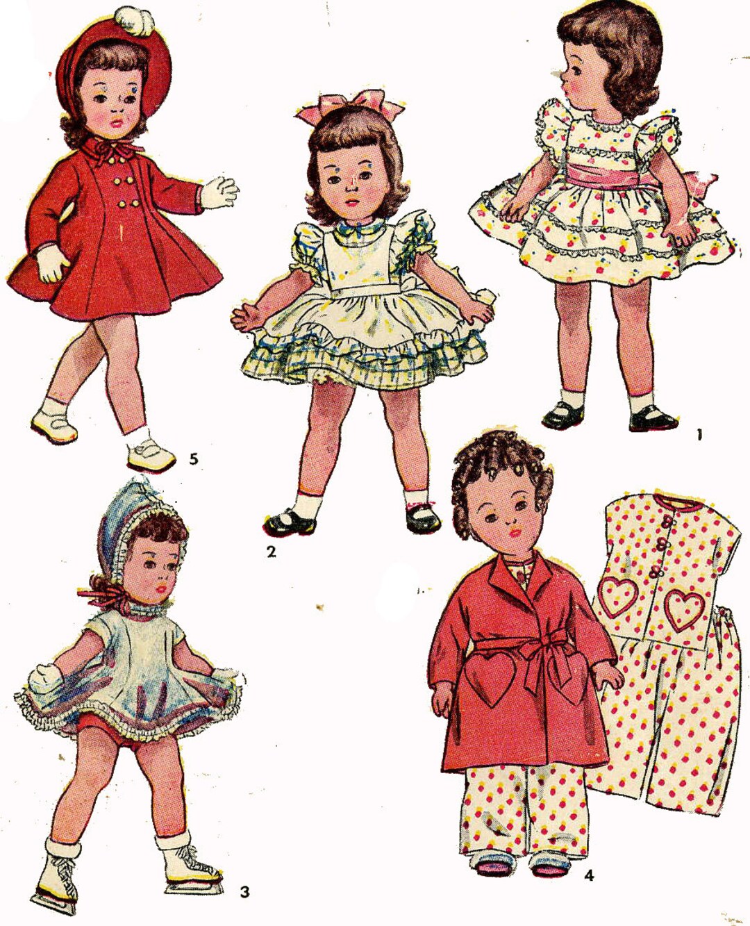 Vintage Doll Clothes PATTERN 3728 for 21 Inch Toni Shirley Temple Mary ...