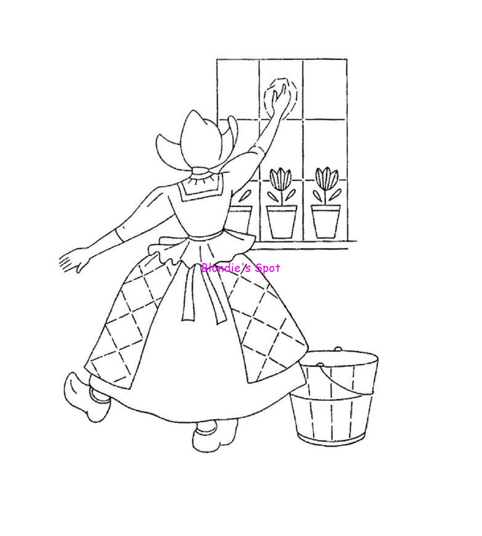 Digital Hand Embroidery Transfer 6245 Three Dutch Maids for Kitchen ...