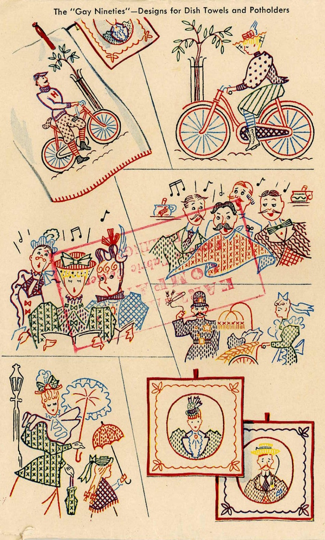 Old Hand Embroidery Pattern 1288 Gay Nineties Naughty Nineties for ...