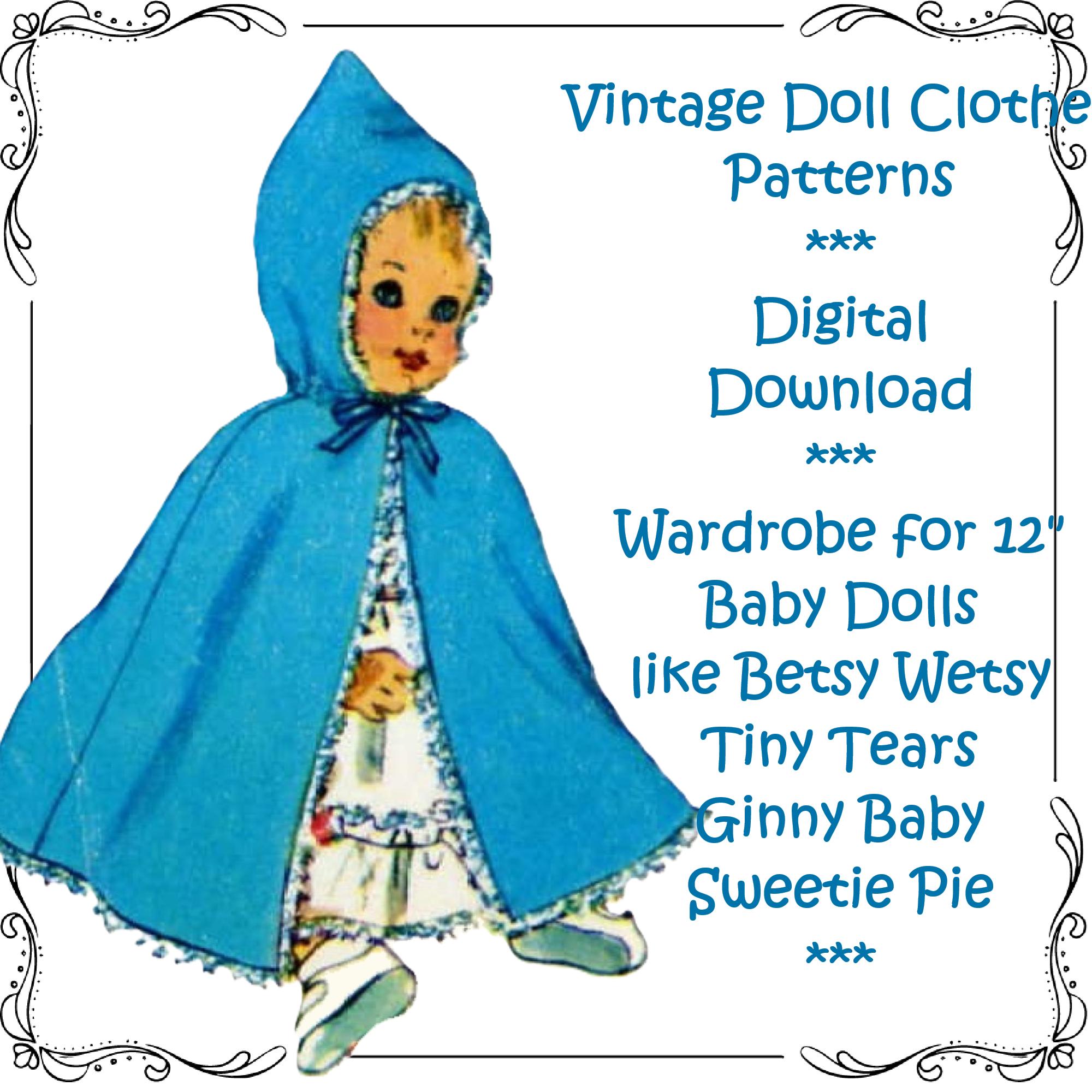 Betsy Wetsy Baby Doll Clothing Patterns, Wardrobe Fits 12" Carrie Cries ...