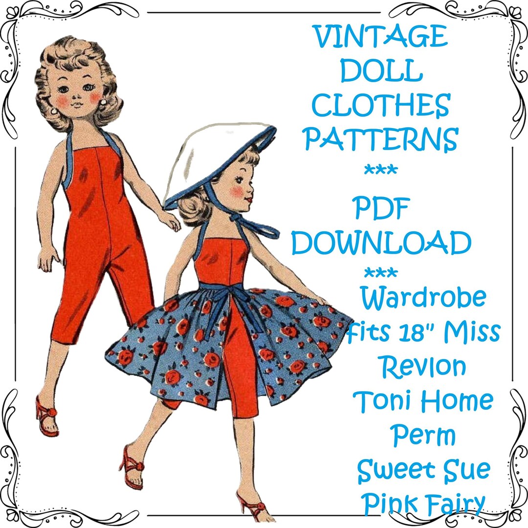 Vintage Doll Clothes PATTERN 8814 for 18" High Heel Fashion Dolls Like ...