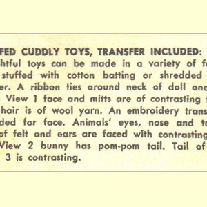 Vintage / Retro Toy Pattern - 14" Tall Sleeping Stuffed Animals & Baby ...