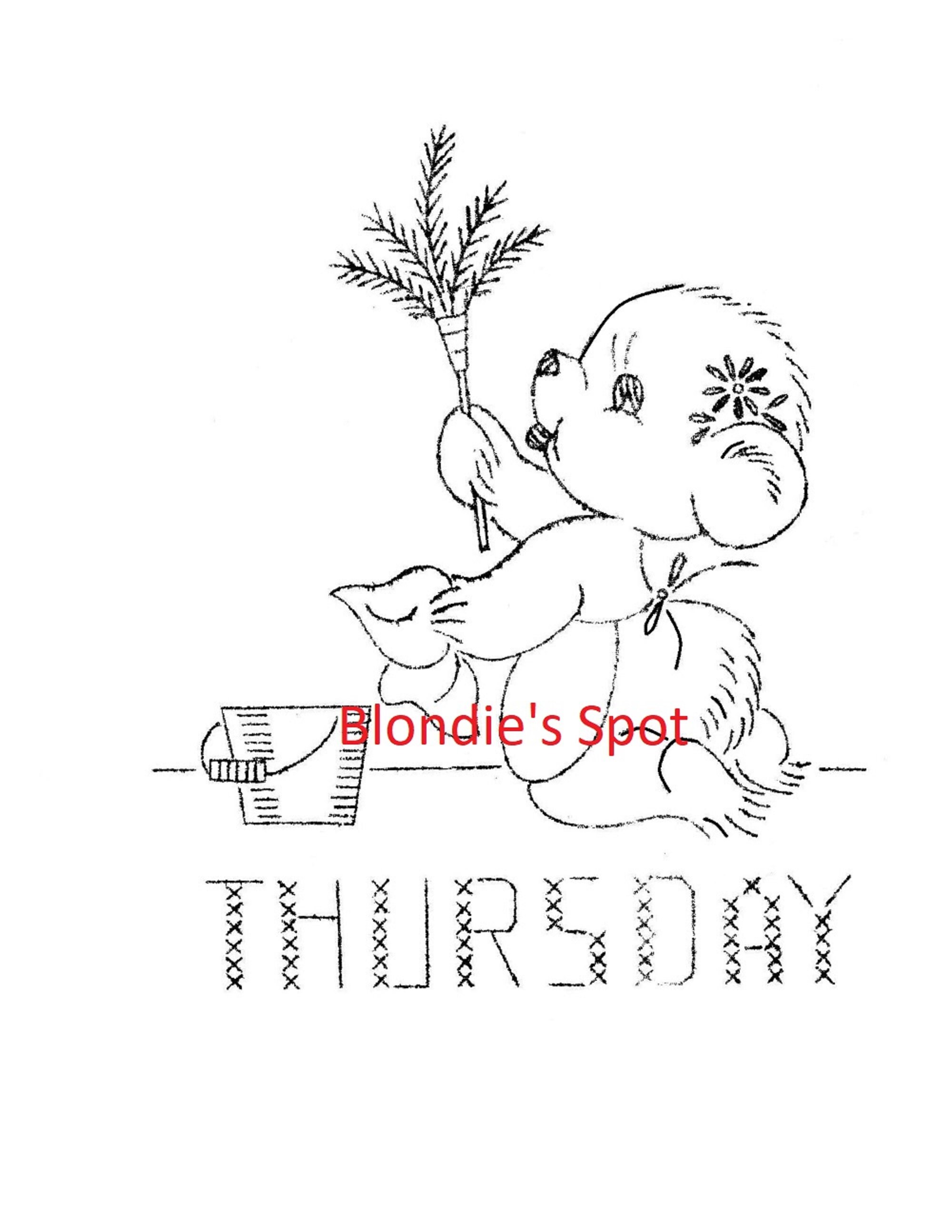 Downloadable Embroidery Design 232 Bears for Days of the Week | Etsy