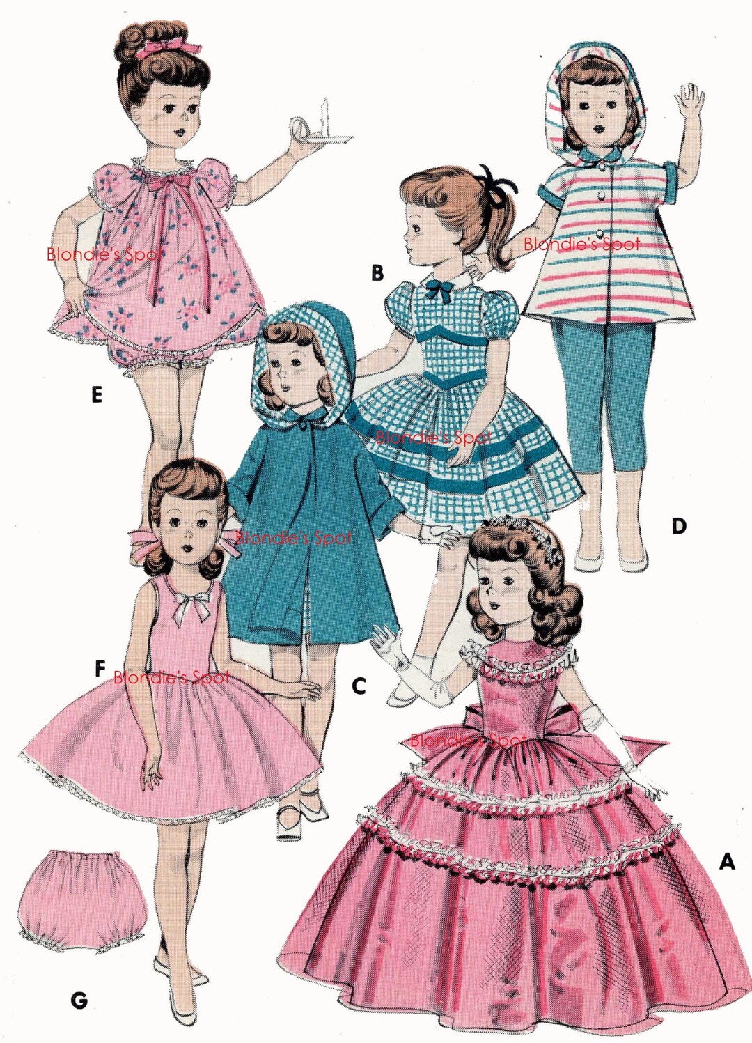 Vintage Doll Clothes Pattern 7975 for 16.5 Inch Toni & Saucy Walker ...
