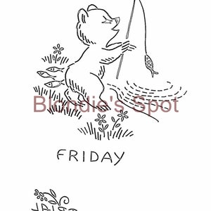 Busy Bears for Days of the Week Kitchen Dish Towels 2468 Digital PDF ...