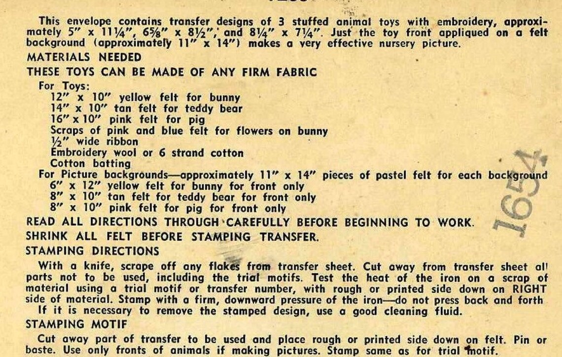 Vintage Toy PATTERN Pig Teddy Bear Bunny Rabbit Easy to Make - Etsy