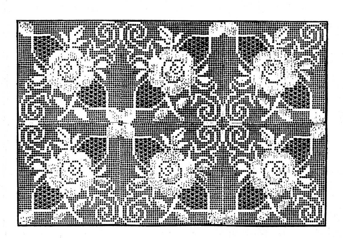 Rose Filet Motif Crochet Pattern 7120 for Scarfs Cloths Bed Spreads ...
