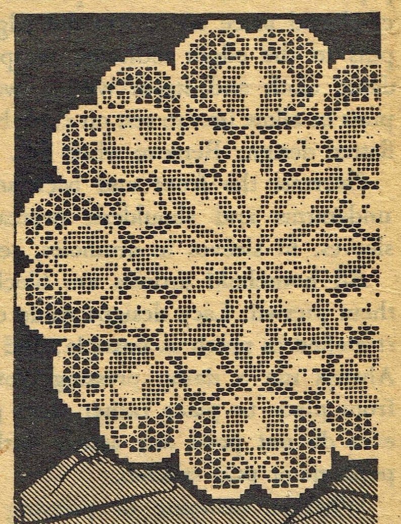 Old Crochet Pattern 543 Filet Doily With Flowers and Leaves in | Etsy