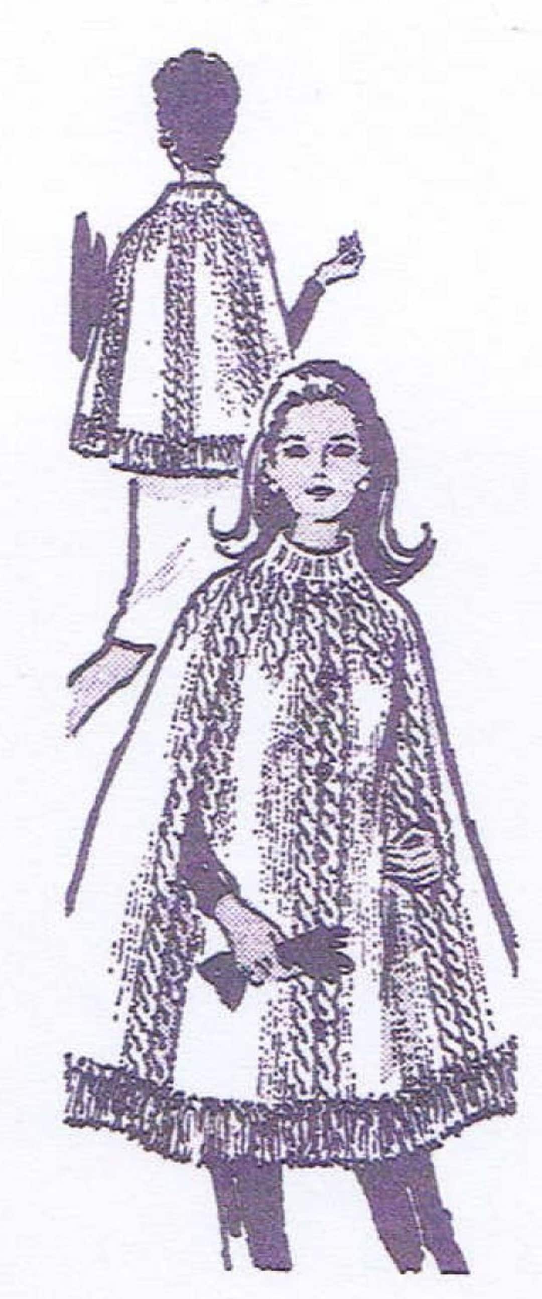 1960s Knitted Cape PATTERN 590 a Cable Knit Pattern for Ladies Cape in ...