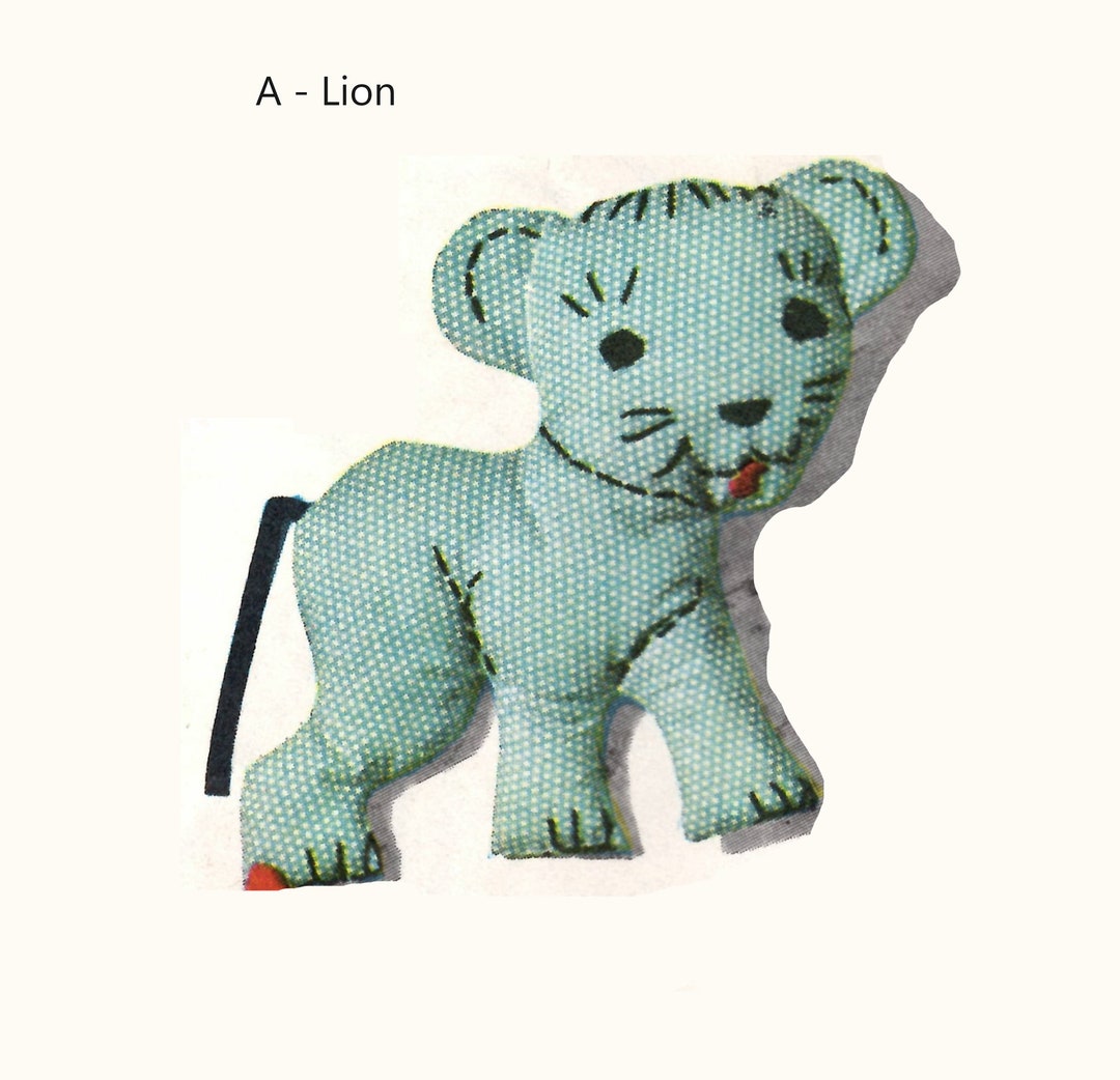 Vintage Toy PATTERN Digital Format 1078 Lion Giraffe Elephant Donkey ...