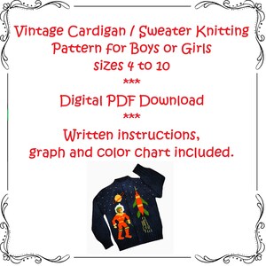 Spaceman & His Rocket Ship Knitting PATTERN 408 Cardigan Pullover ...