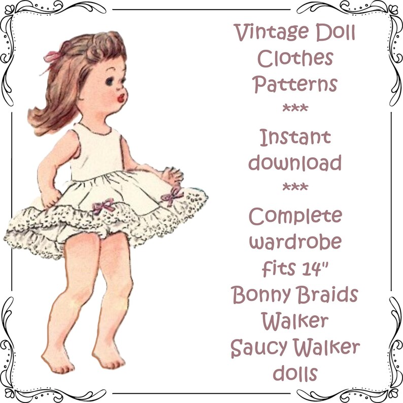 Bonny Braids Walker Vintage Doll Clothes Pattern & Saucy Walker Dolls ...