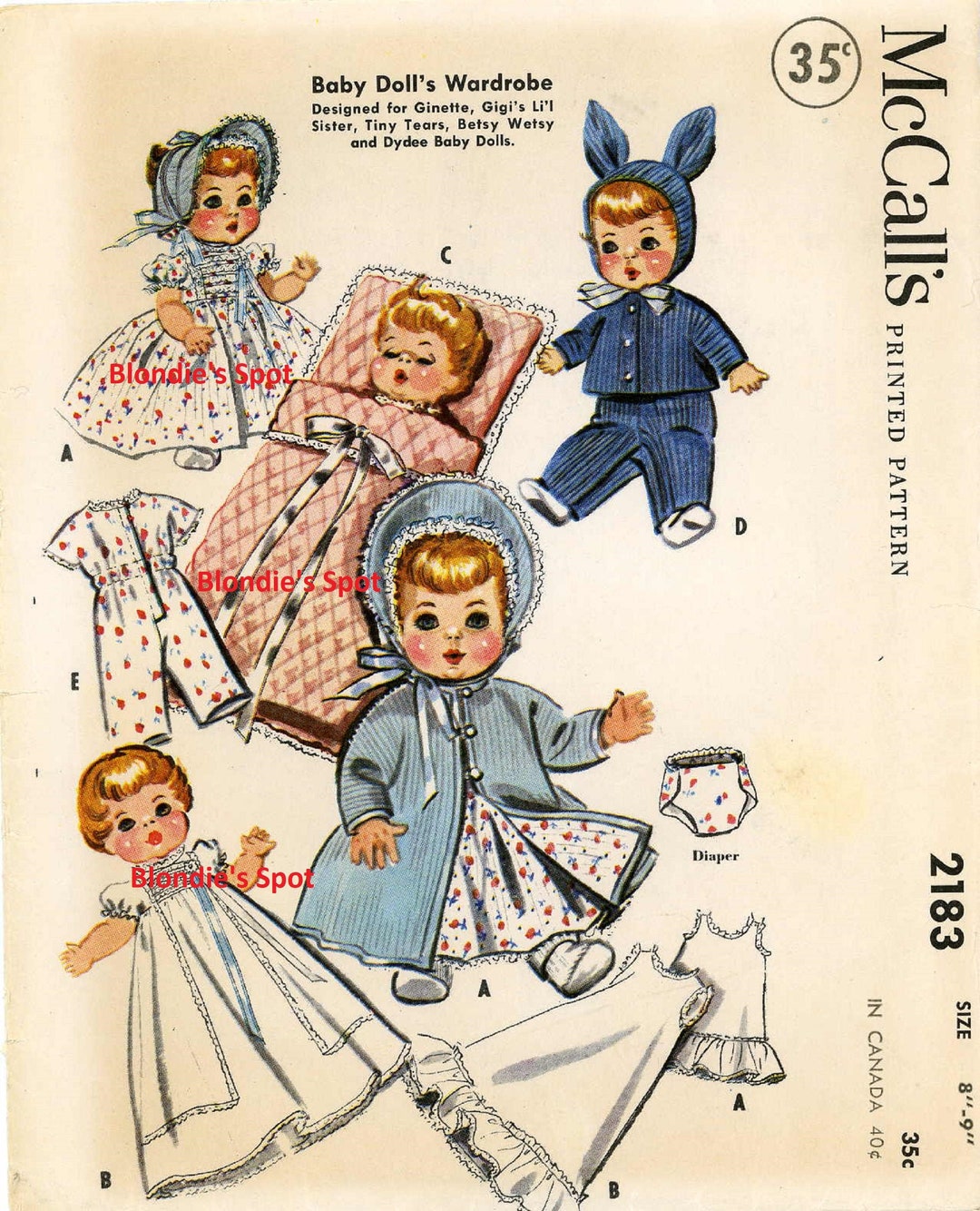 Baby Ginger Doll Clothing PATTERN in Digital PDF Format 2183 for 13" 14 ...