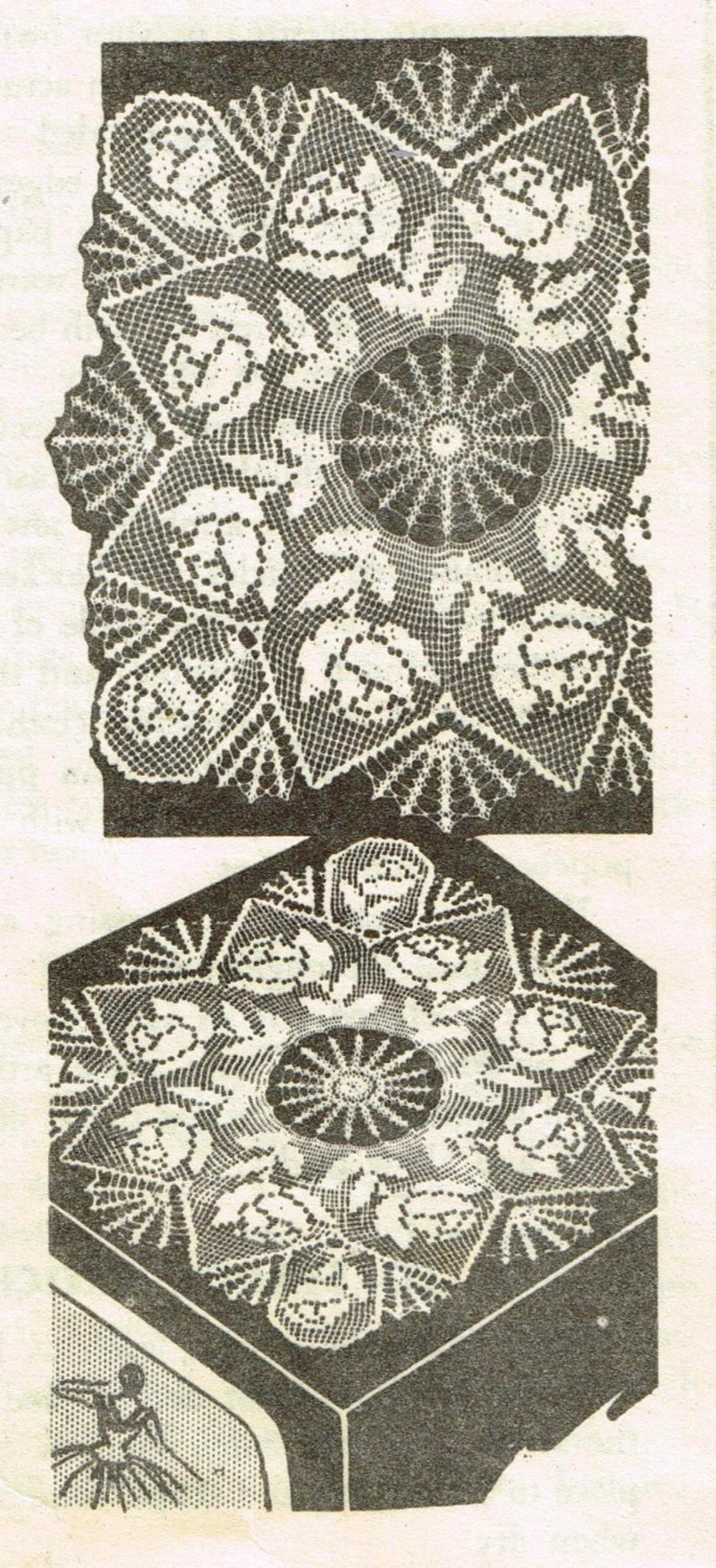 Old Crochet PATTERN Design 7069 TV Cover Square Doily 3 Different Sizes ...