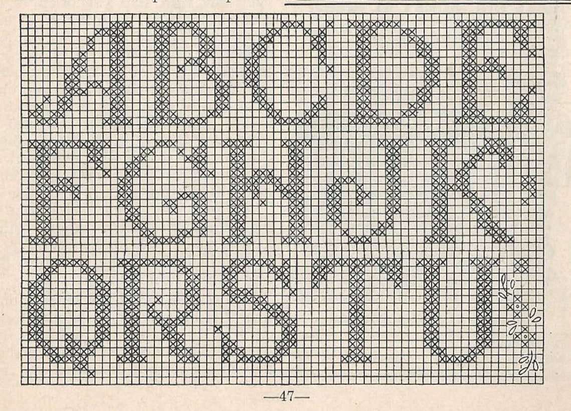 Crochet Initials in Filet Crochet PATTERN 5009 Taken From a 1950s ...
