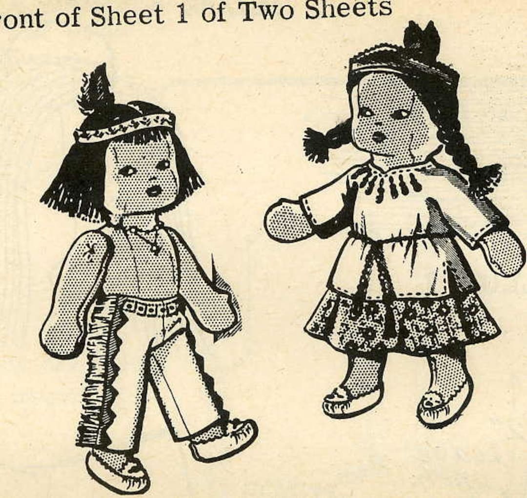 Native American Boy & Girl Cloth Doll Pattern in Digital PDF Format 12 ...