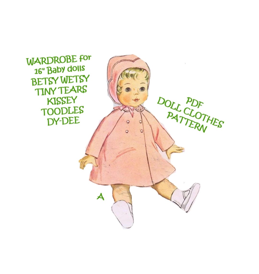 Classic Baby Doll Fashion Patterns for 16" Betsy Wetsy, Tiny Tears, Dy ...