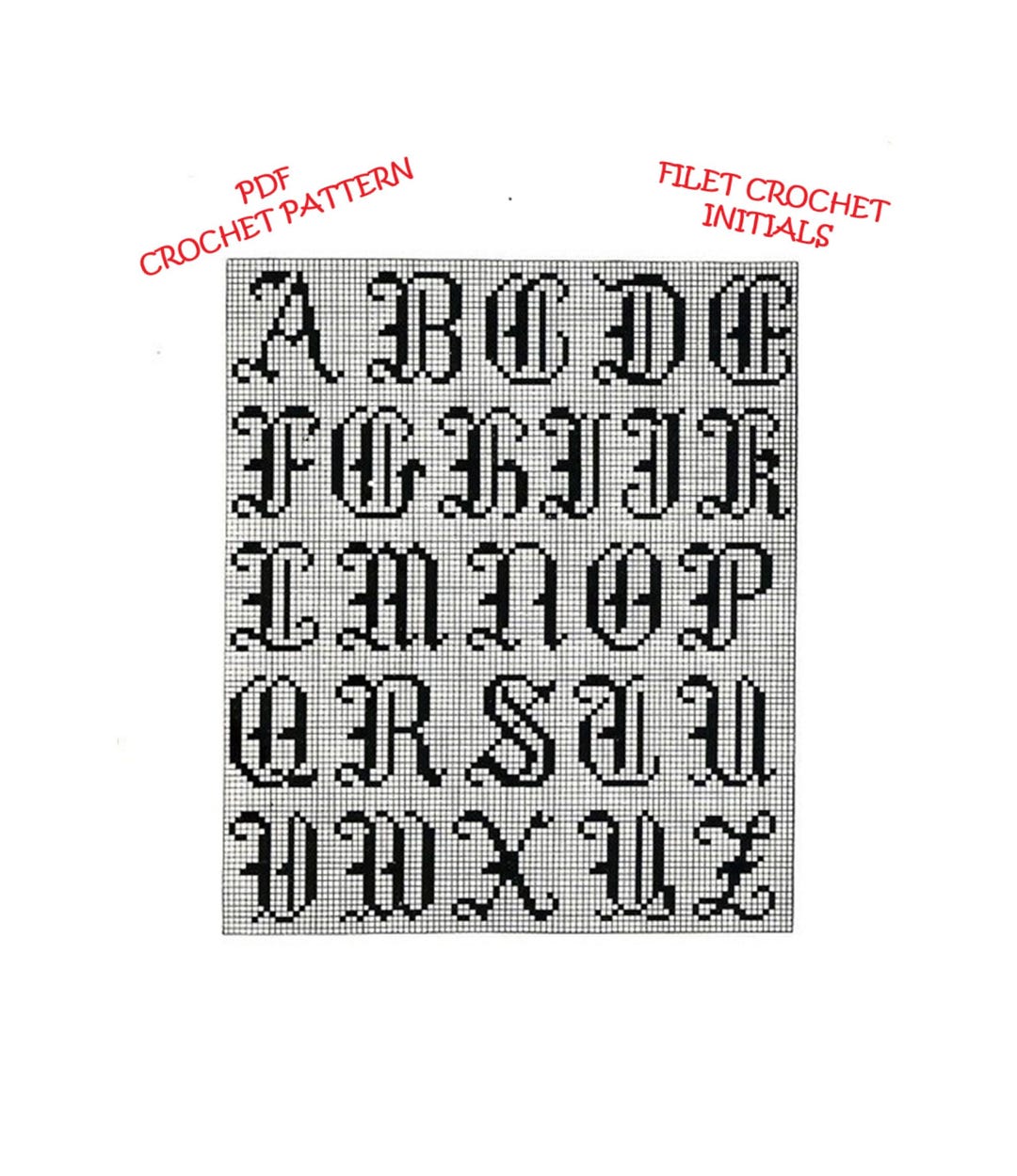 Crochet Initials in Filet Crochet PATTERN S 528 Taken From a 1950s ...