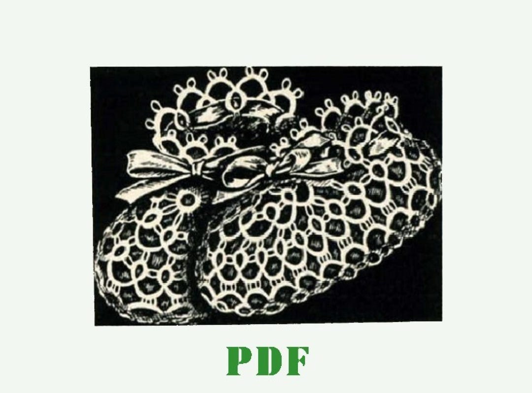 Vintage / Retro Tatting Pattern - 5106 Tatted Botties Baby Shoe 6 ...