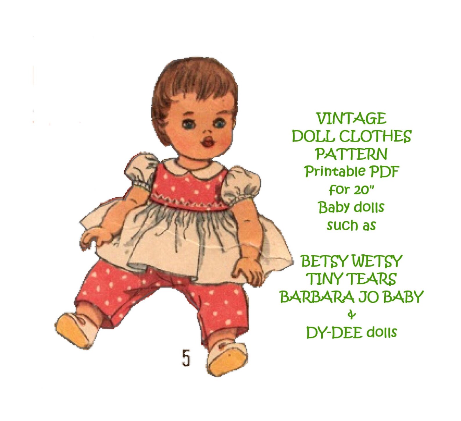 Instant Download Sewing Patterns for 20" Baby Doll Clothes - Antique ...