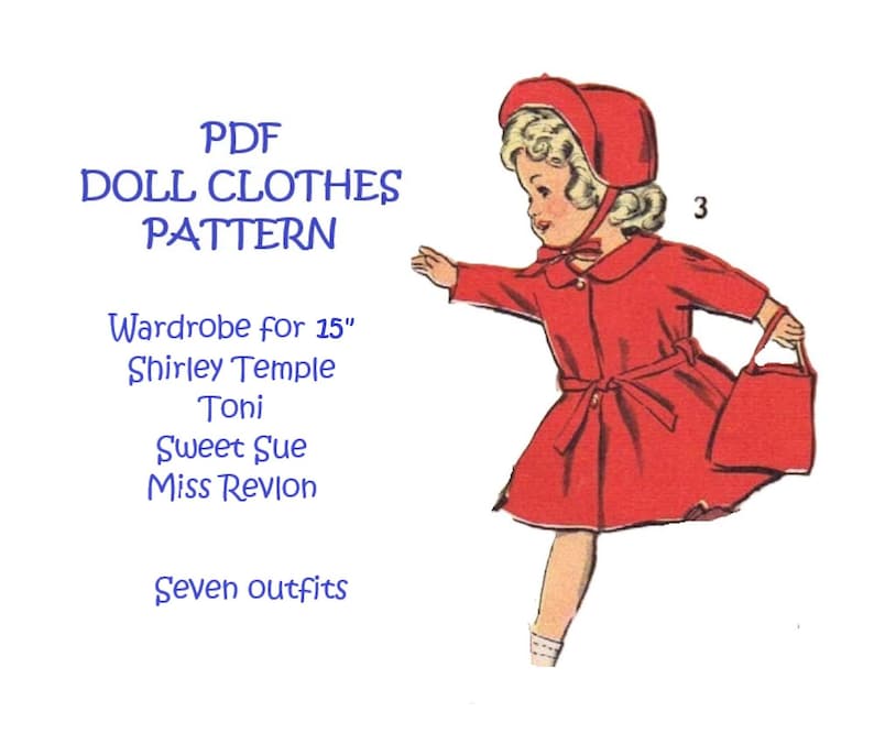 Vintage Doll Clothing PATTERN 8813 for 15" Flat Footed Little Girl ...