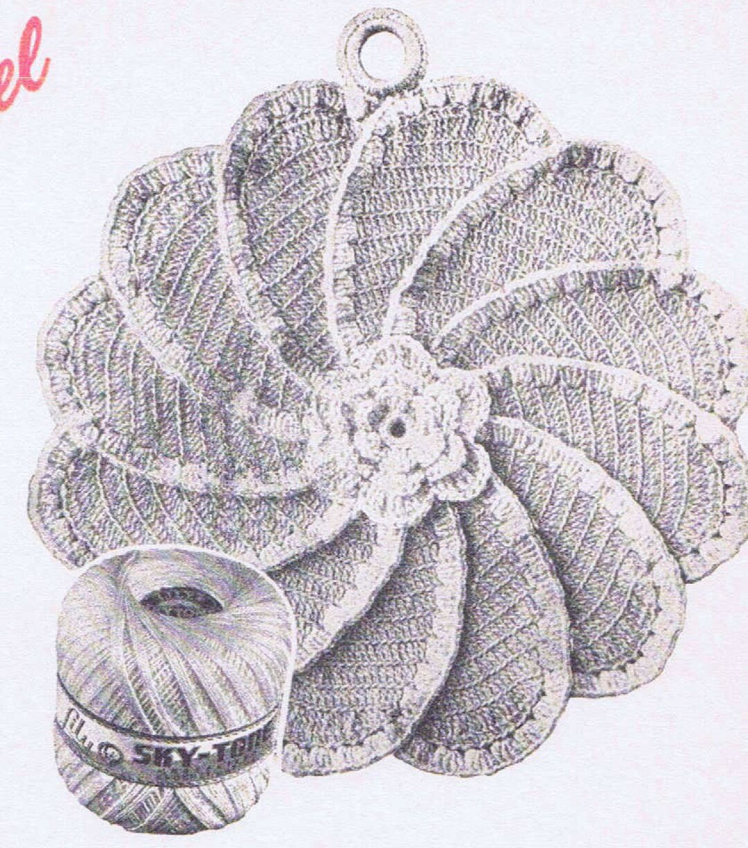 Vintage Crochet PATTERN Rose Pinwheel Pot Holder a PDF Instant Download ...