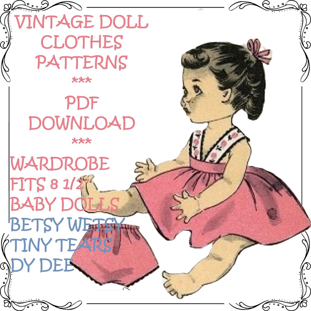 Vintage-inspired Betsy Wetsy Doll Clothes Patterns for 8 1/2" Baby ...