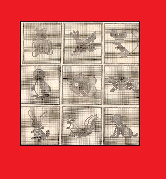 DIGITAL Crochet Pattern Animal Crib Spread in Filet Crochet | Etsy