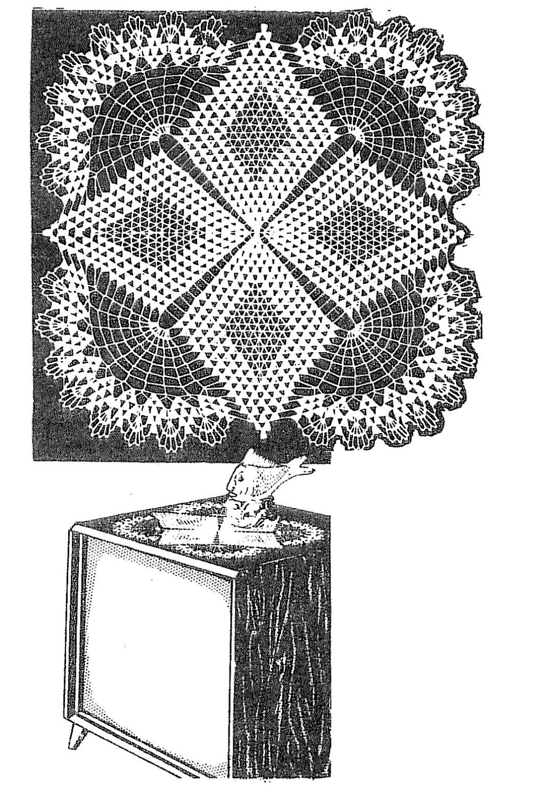 Digital Vintage Crochet Pattern 7041 TV Doily TV Cover in 3 Sizes From ...