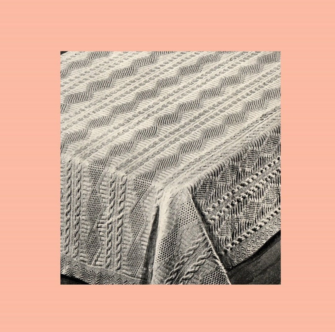 Trailing Vine Knit Bedspread PATTERN 6031 Twin or Single 70"x107" Double or Full 91"x107" and ...