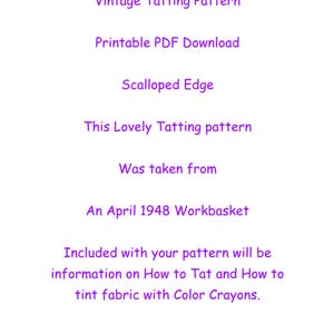 Vintage Tatting PATTERN 4804 Double Scalloped Edge PDF Instant Download ...