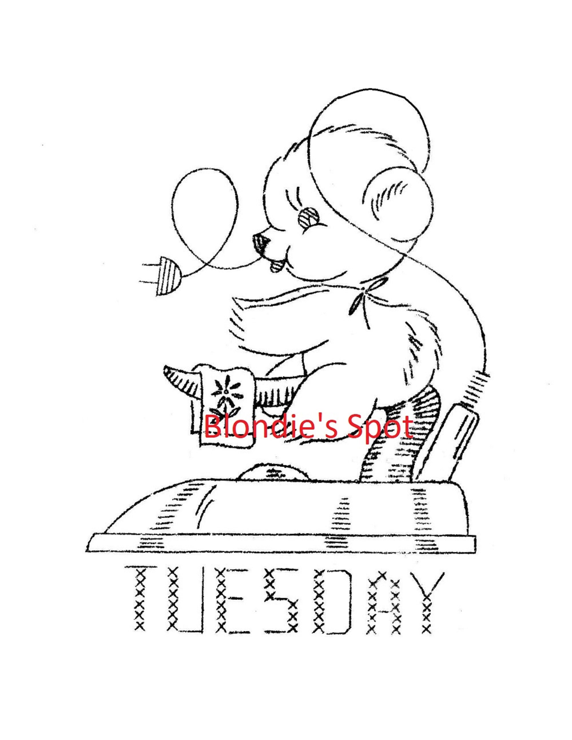 Downloadable Embroidery Design 232 Bears for Days of the Week | Etsy