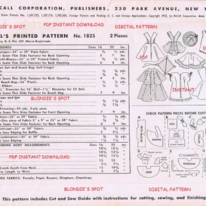Vintage Doll Clothing Pattern 1825 - 16" Toni Walker Bonnie Braids Ruth ...