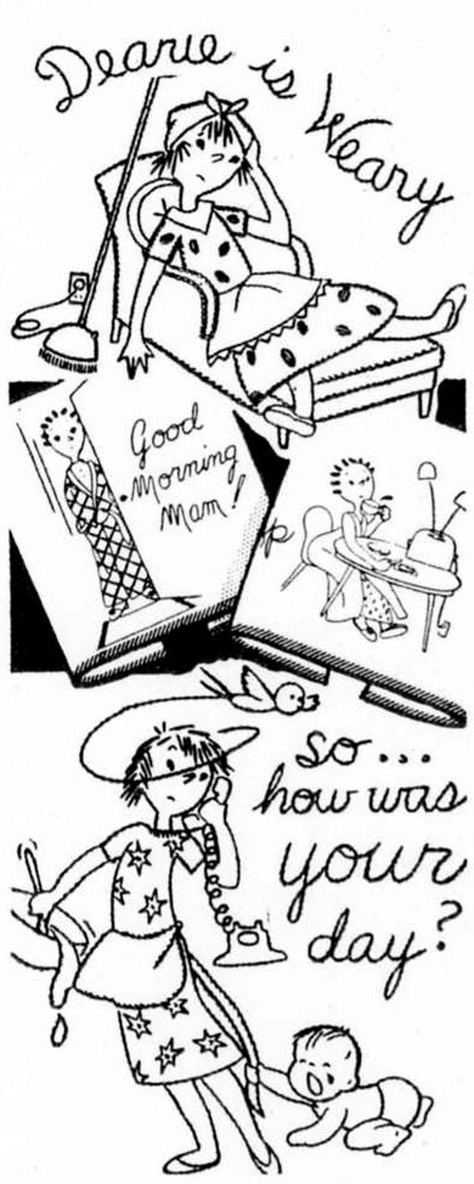 Digital Hand Embroidery 7317 Dearie is Weary a Busy & Stress | Etsy