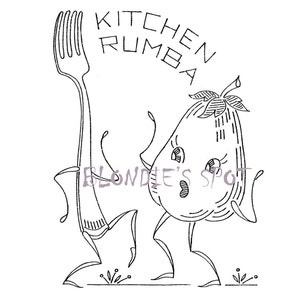 Hand Embroidery 260 Animated Dancing Vegetables for Dish Towels ...