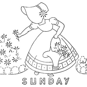 Days of the Week Sunbonnet Lady for Dish Towels 1558 Seven Girls in PDF ...