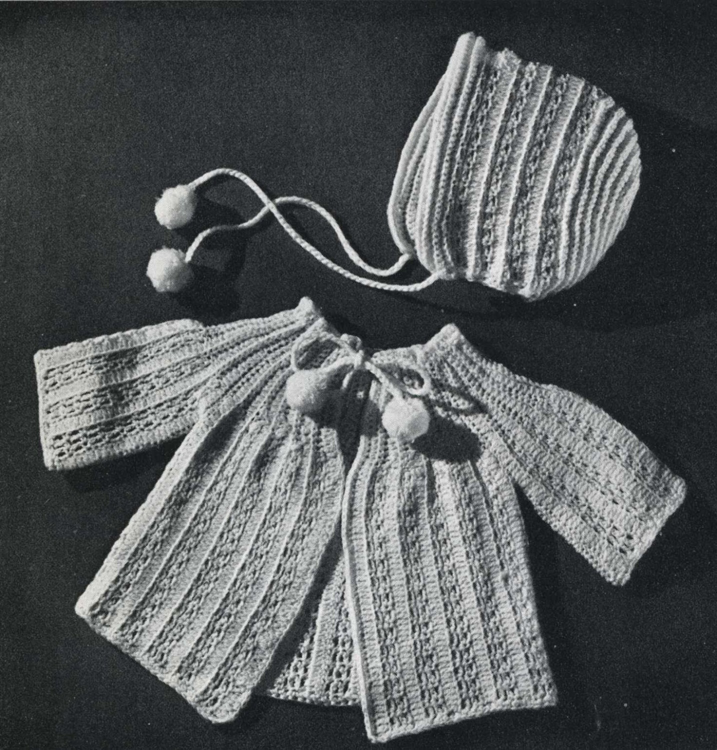 Vintage Crochet PATTERN B1 539 Baby Sacque Sweater Cap Hat 1950s PDF ...