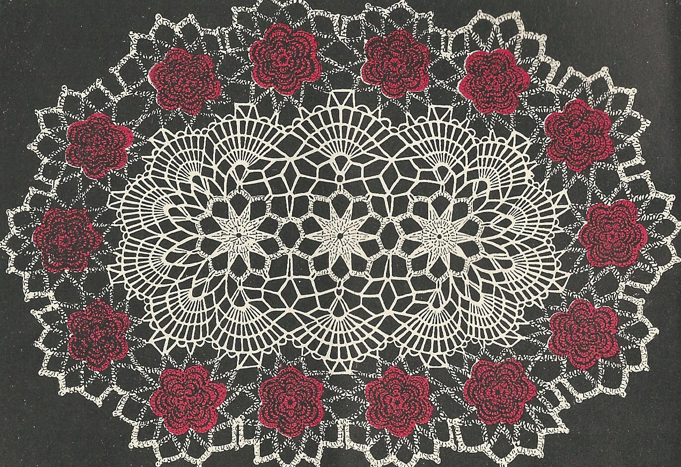 Oval Rose Doily Crochet PATTERN From a 1956 Workbasket a 12"x 18" Doily ...