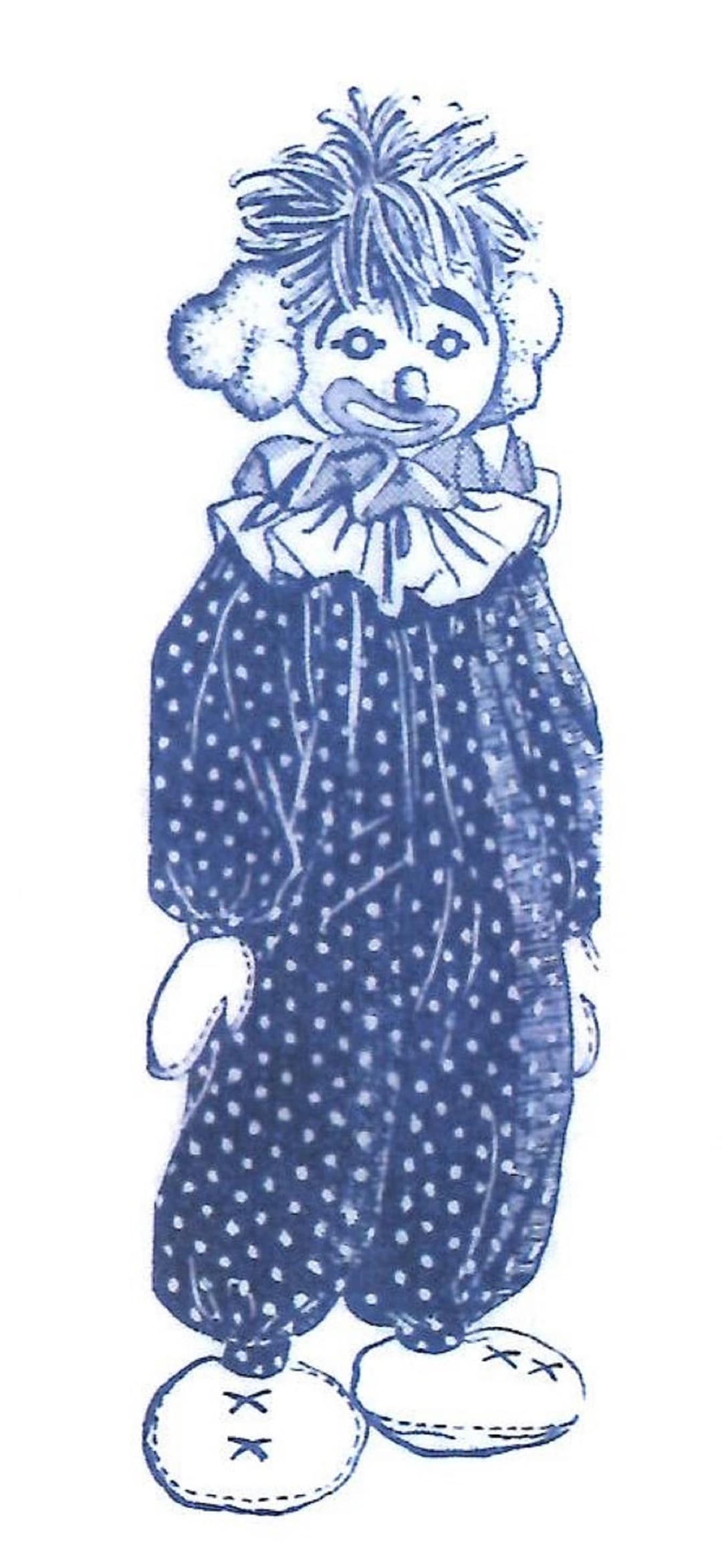 Clown Doll PATTERN - Vintage Digital Floppy Doll Pattern - Finished ...