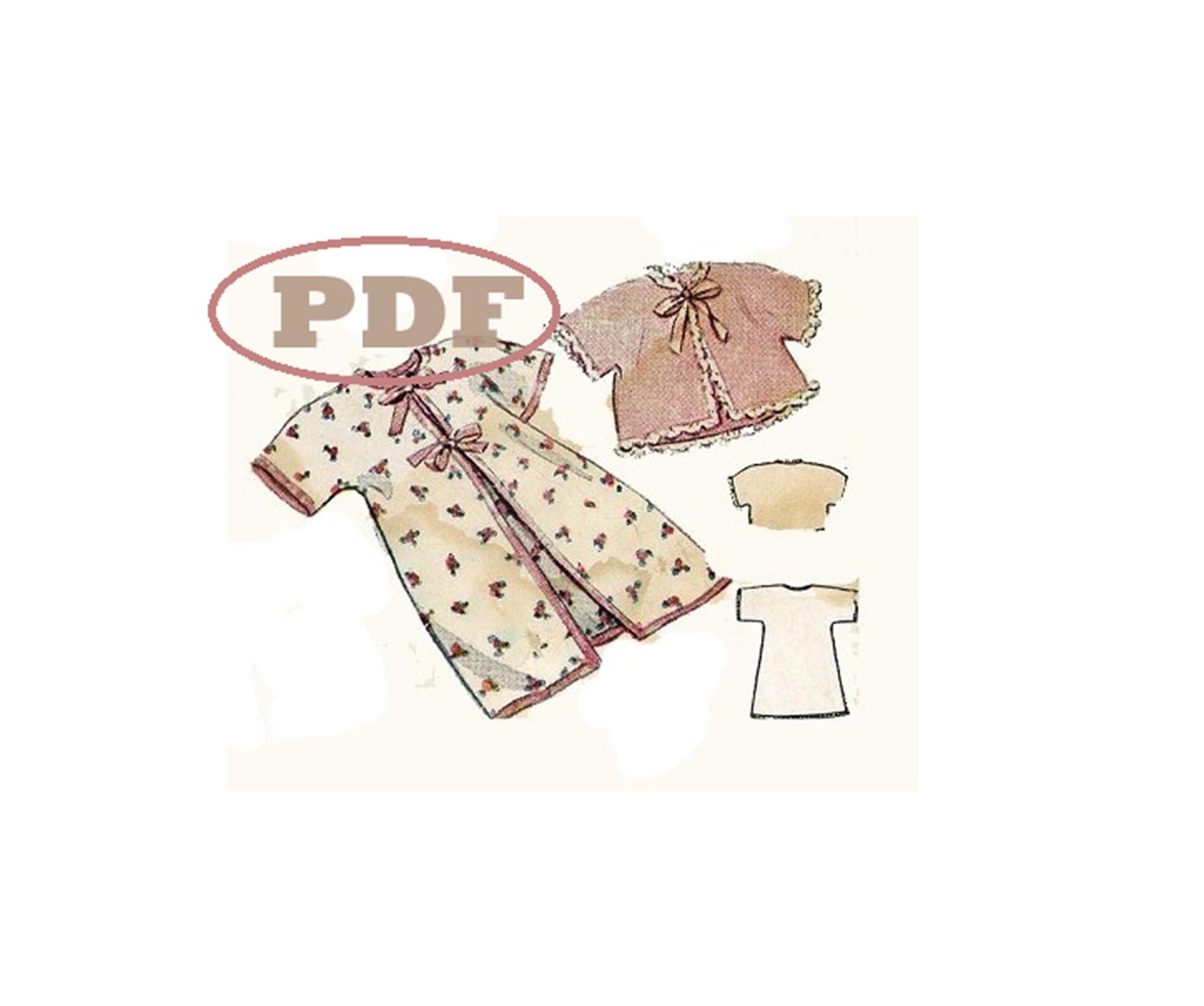 Vintage Retro Doll Clothing Pattern - PDF Download - 2659 for 18" Baby ...