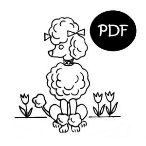 Vintage Poodle Embroidery Patterns- Digital PDF Download - DIY Tea ...