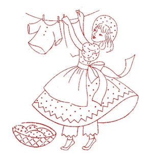 Digital Hand Embroidery PATTERN 148 Old Fashion Girls for Days of the ...