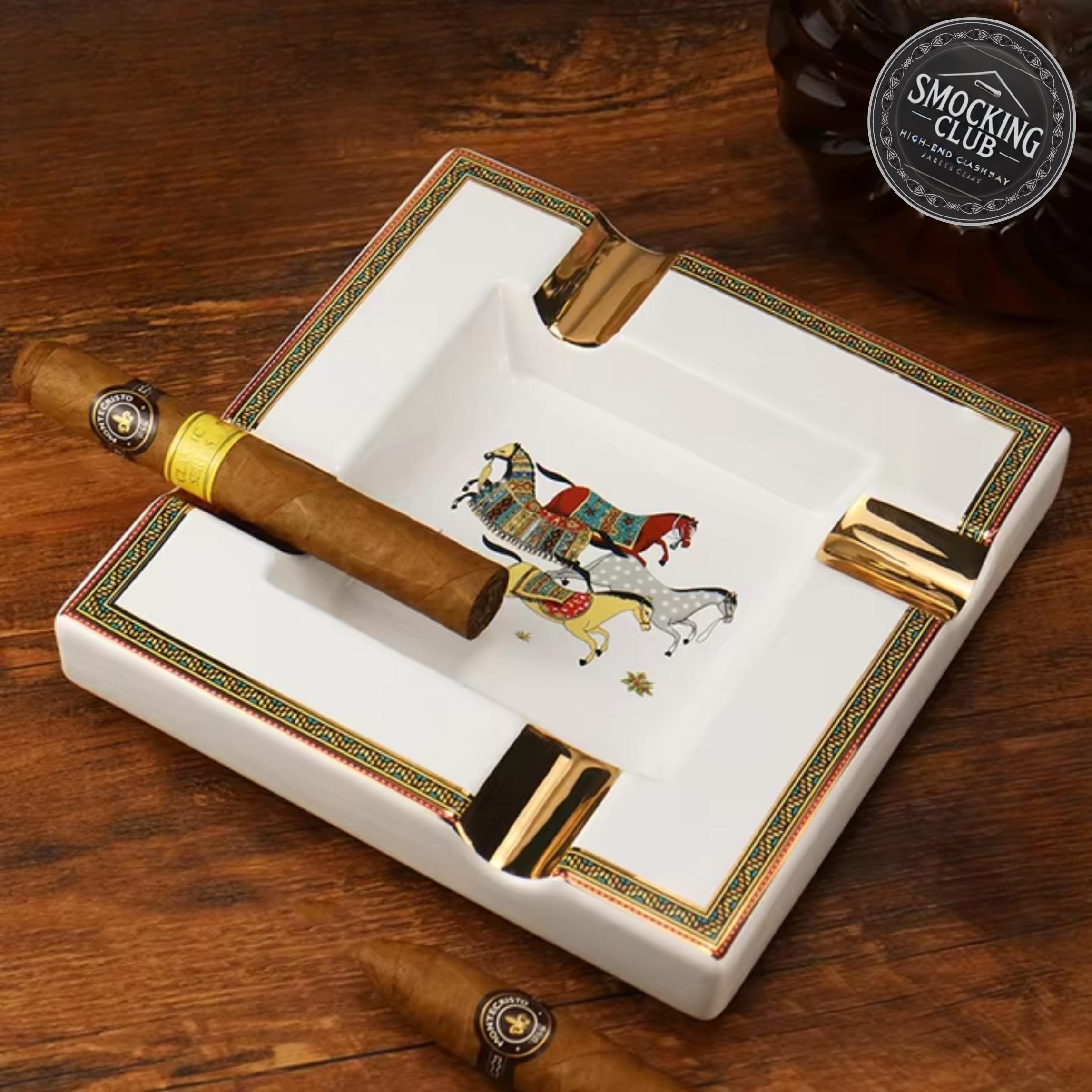 Luxury Cohiba Ceramic Cigar Ashtray - Large 4-slot Tray, Elegant Desk ...
