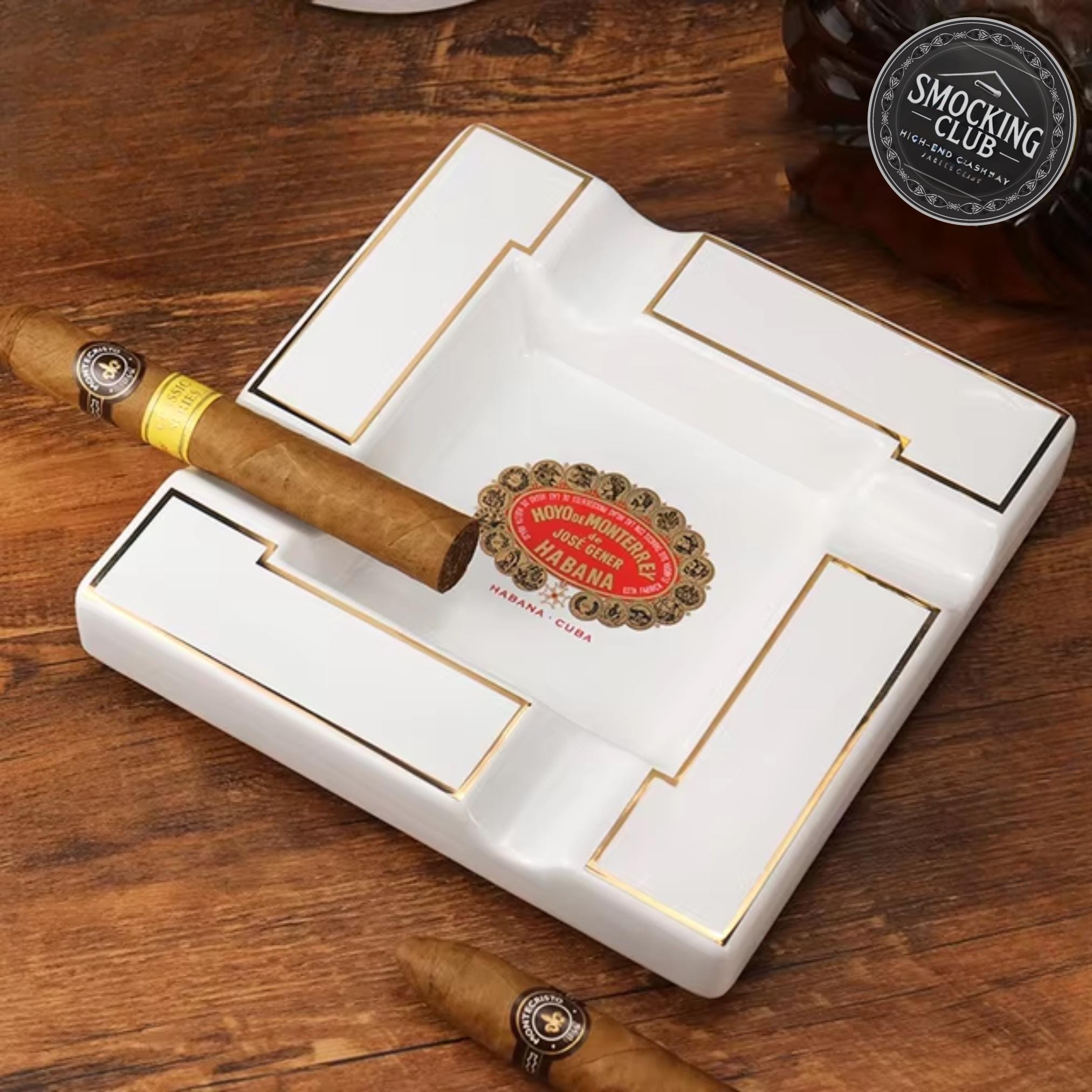 Luxury Cohiba Ceramic Cigar Ashtray - Large 4-slot Tray, Elegant Desk ...