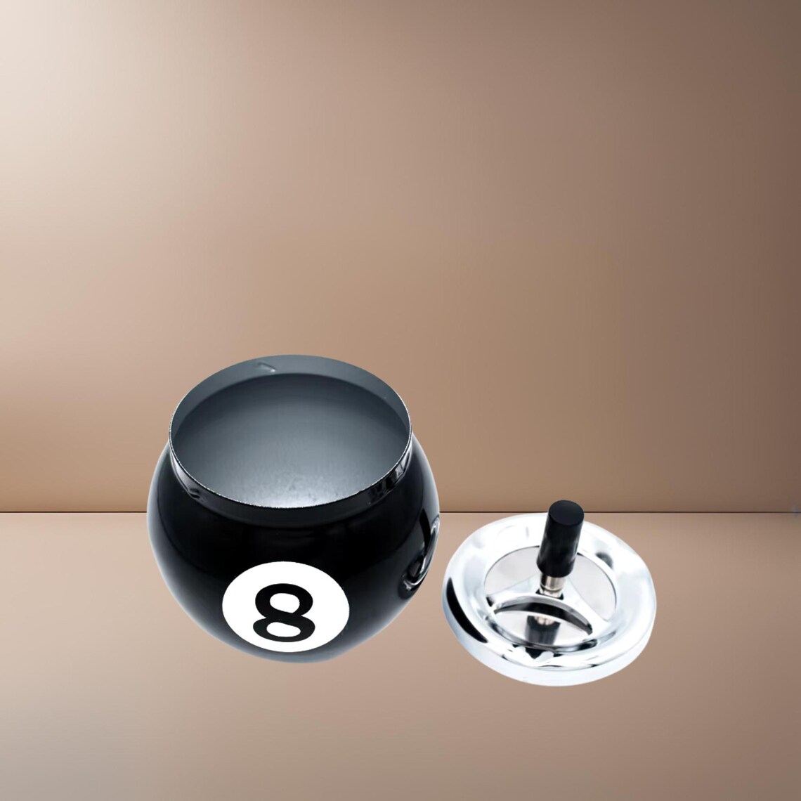 Black No. 8 Stainless Steel Billiard Pool Ball Ashtray - Unique Smoking ...