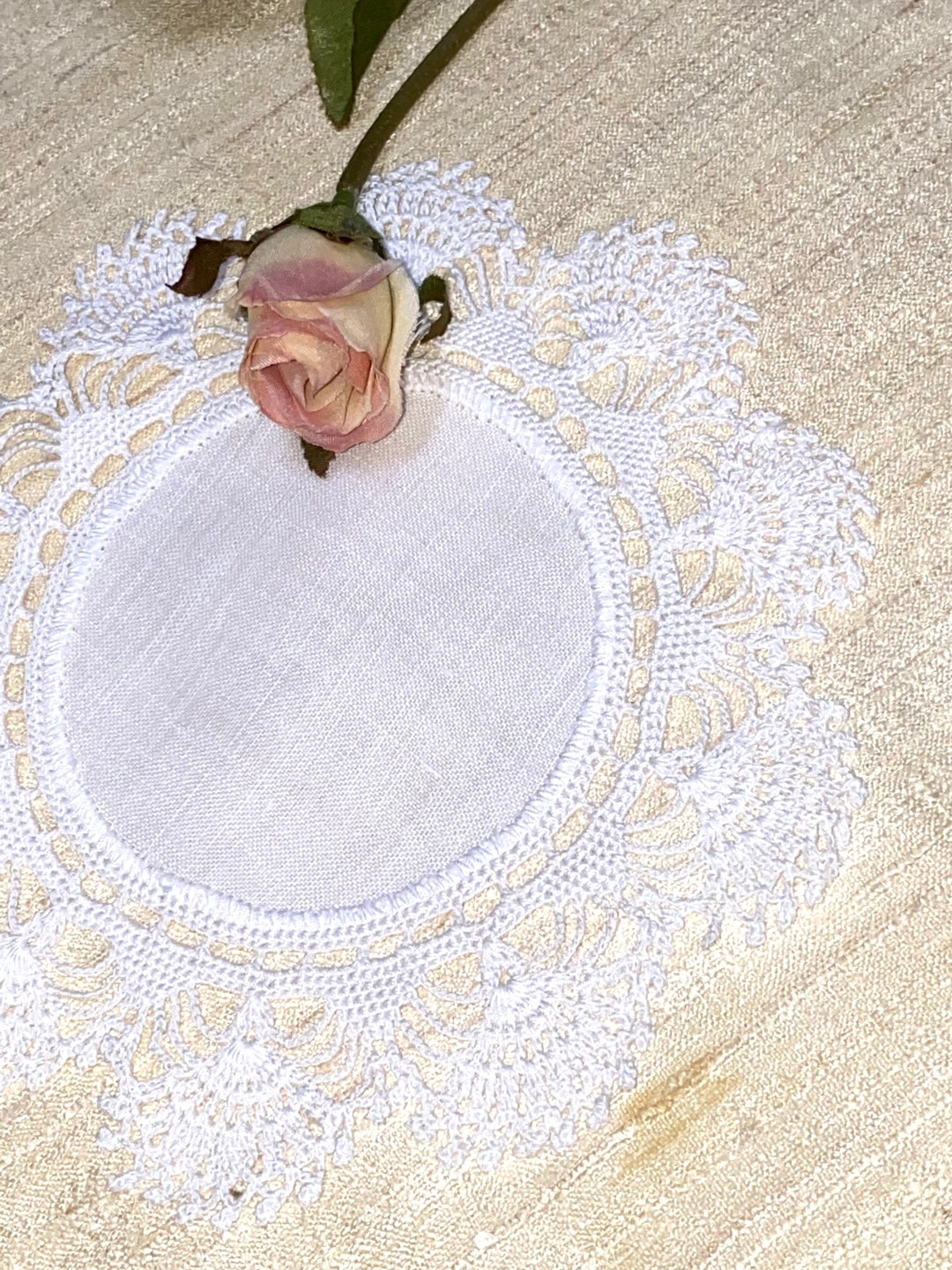 Antique Linen Round Doily With a Crochet Edge - Etsy