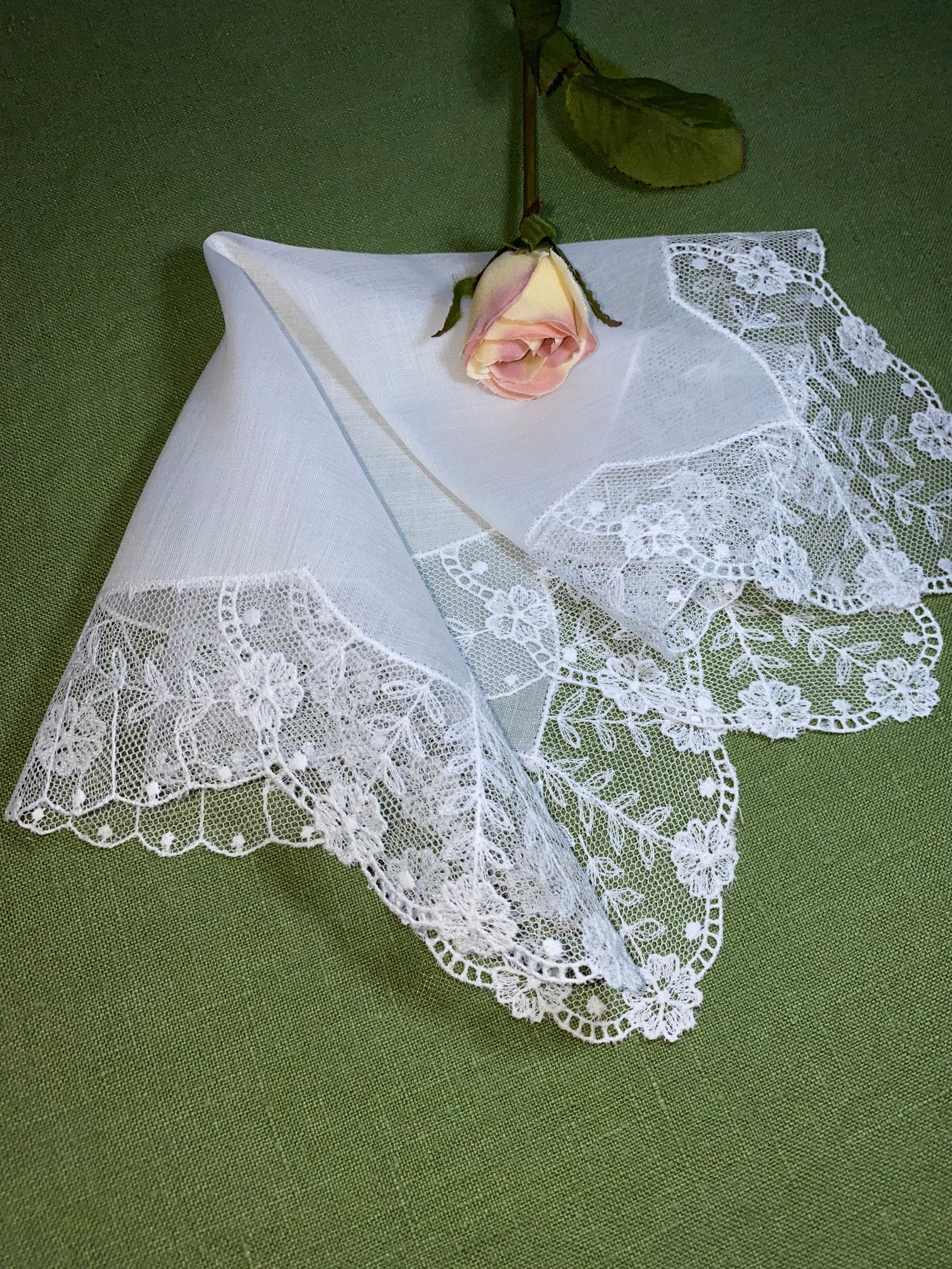 Vintage White Lace Wedding Hanky Hankie Bridal Handkerchief Wedding ...