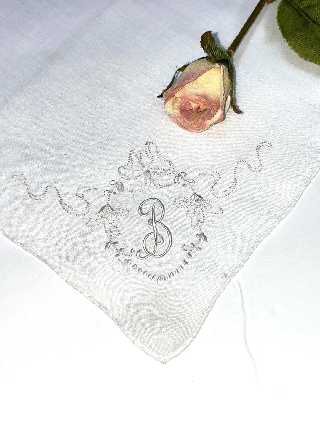 Vintage White Hanky With a White Initial B Handkerchief Hankie - Etsy