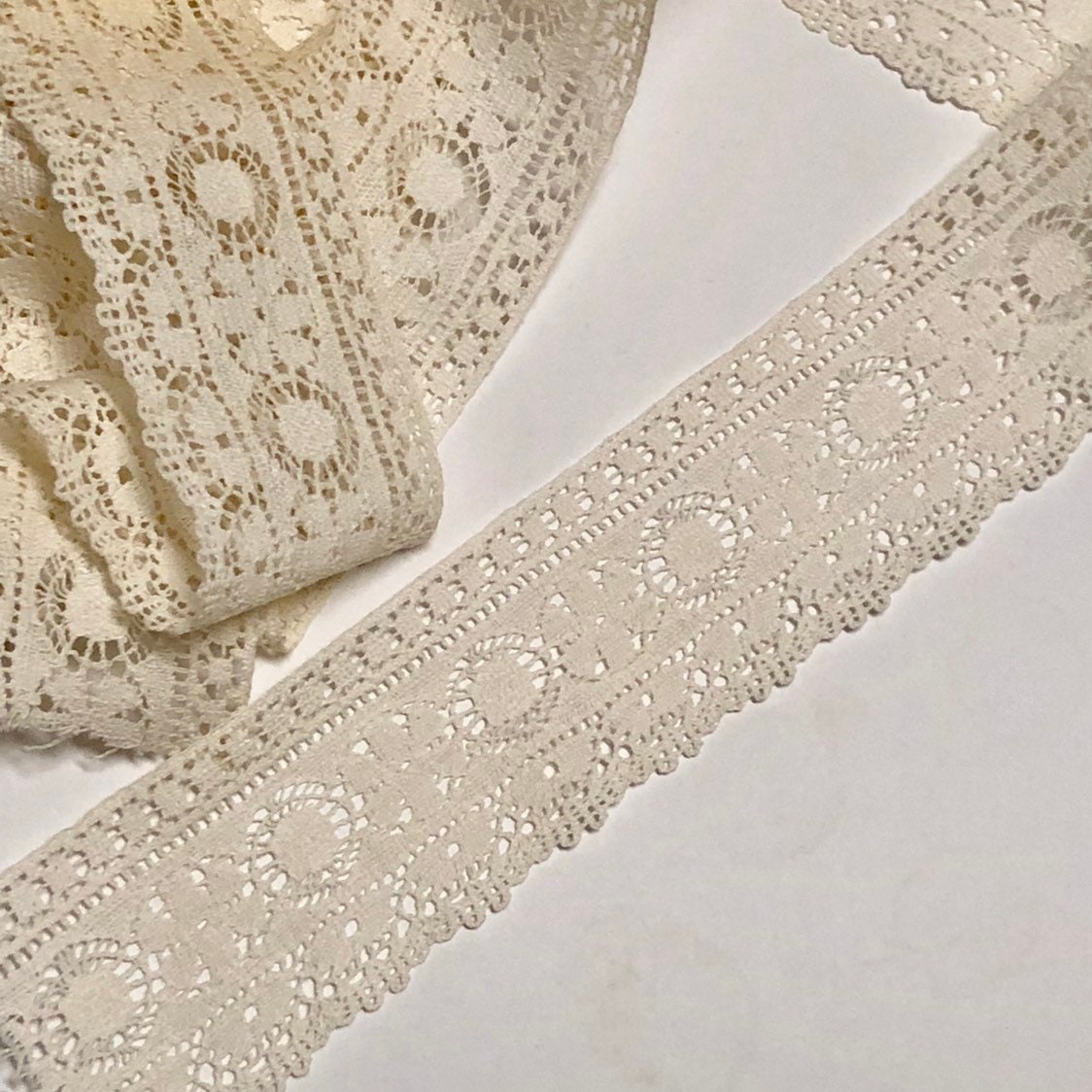 Encaje blanco antiguo 86 largo 2 ancho | Etsy